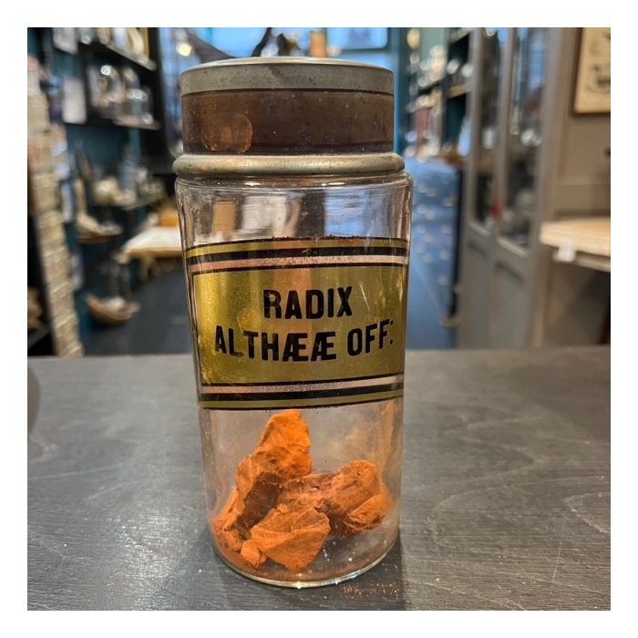Antique 19th century pharmacy bottle Radix althaeae Off - Marshmallow