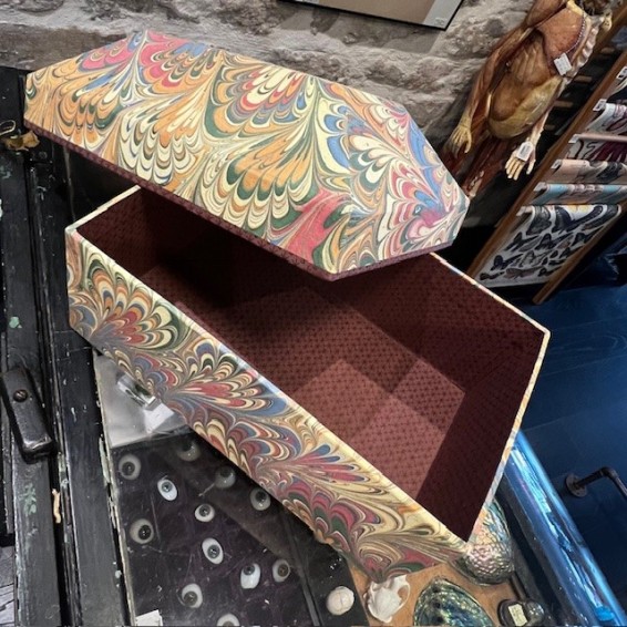 Marbled paper storage box from Maison Merci Louis