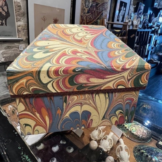 Marbled paper storage box from Maison Merci Louis