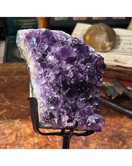 Amethyst fragment on a stand