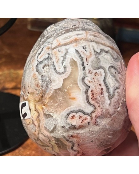 Oeuf d'Agate sur socle - Madagascar - Teintes naturelles